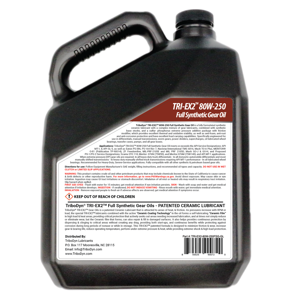 TRI-EX2 80W-250 Full Synthetic Gear Oil – TriboDyn® Lubricants